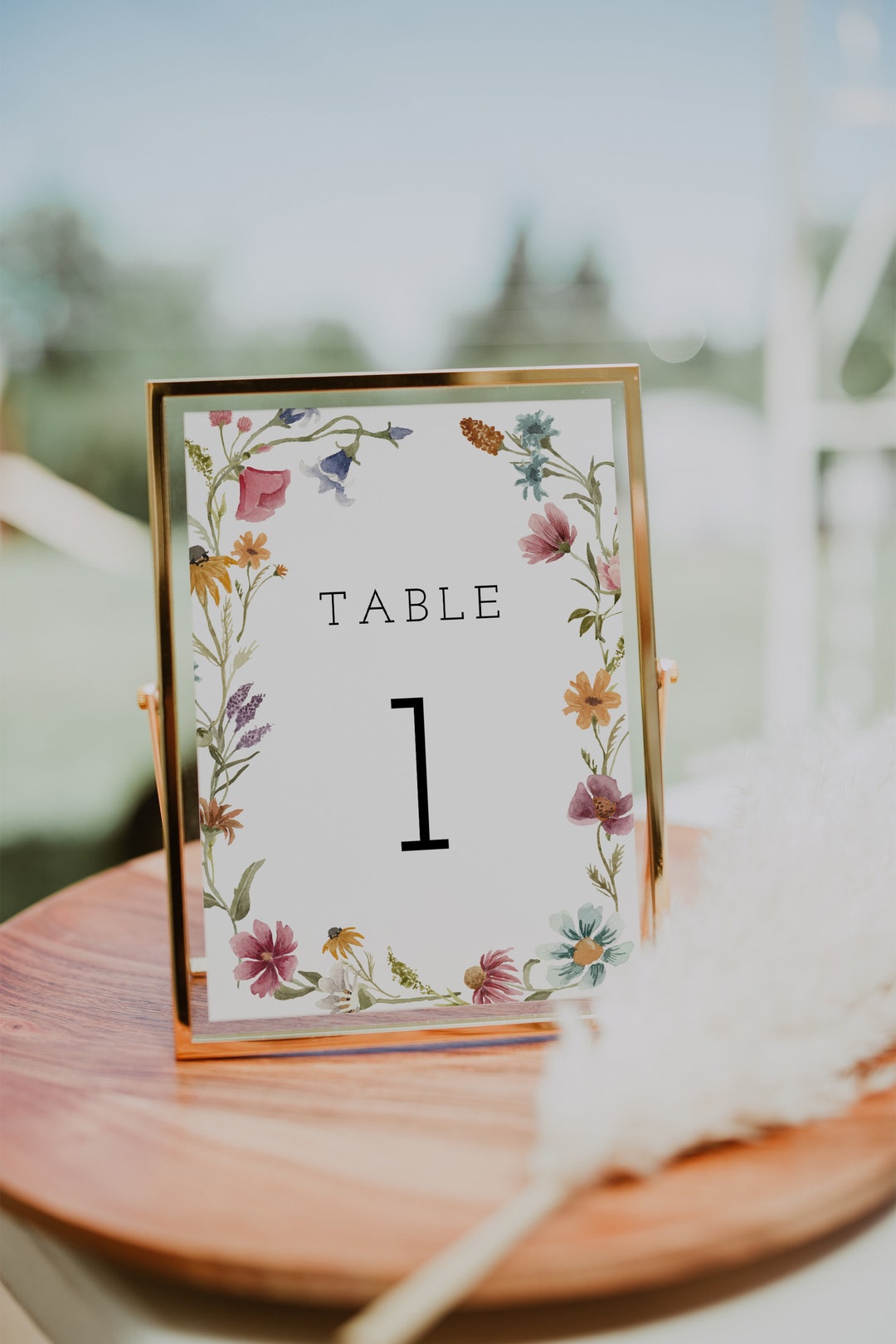 Wildflower Table Number Card Template, Boho Table Number, Floral ...
