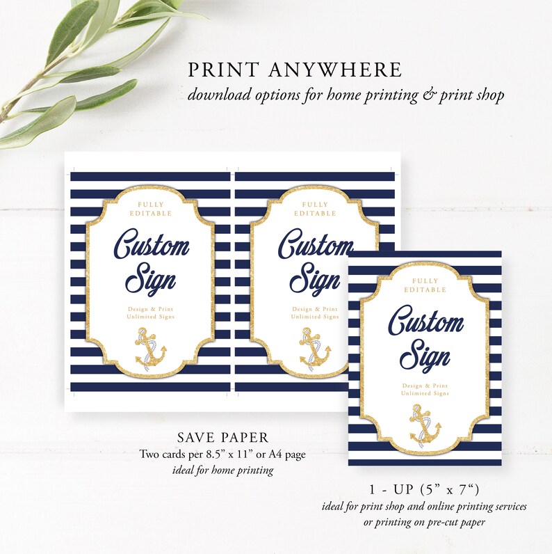 Nautical Custom Signs Nautical Baby Shower Anchor Navy & | Etsy