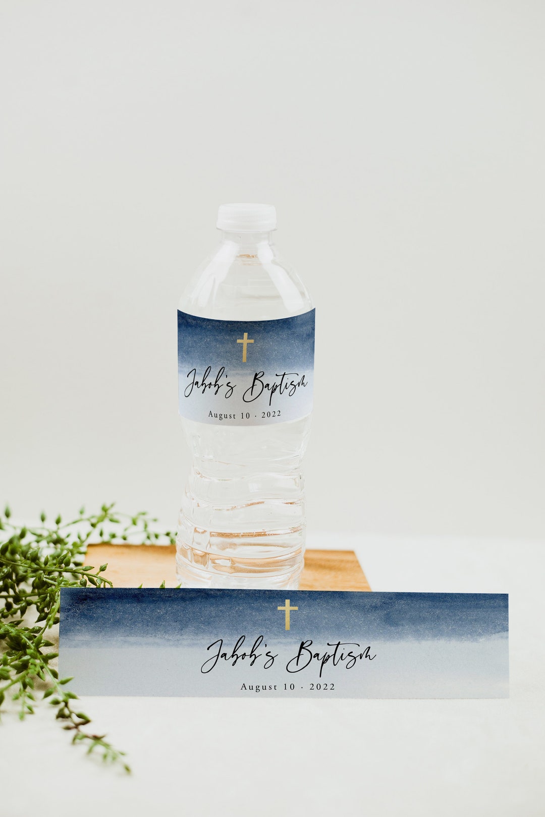 Baptism Bottle Label, Blue Baptism, Gold, Baptism Water Label ...