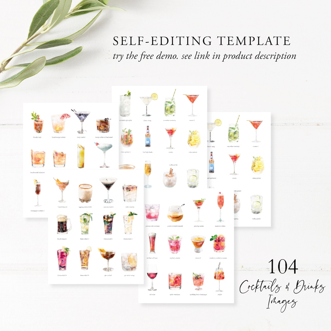 Cocktail Menu Sign Template, Printable Drinks Menu Sign, Printable Bar ...