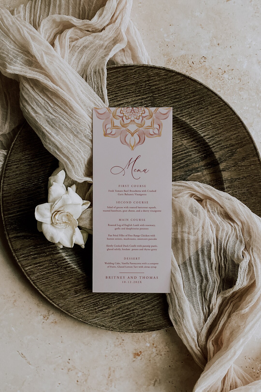 Mandala Menu Template, Boho Mandala Wedding Menu, Mandala Wedding Menu ...