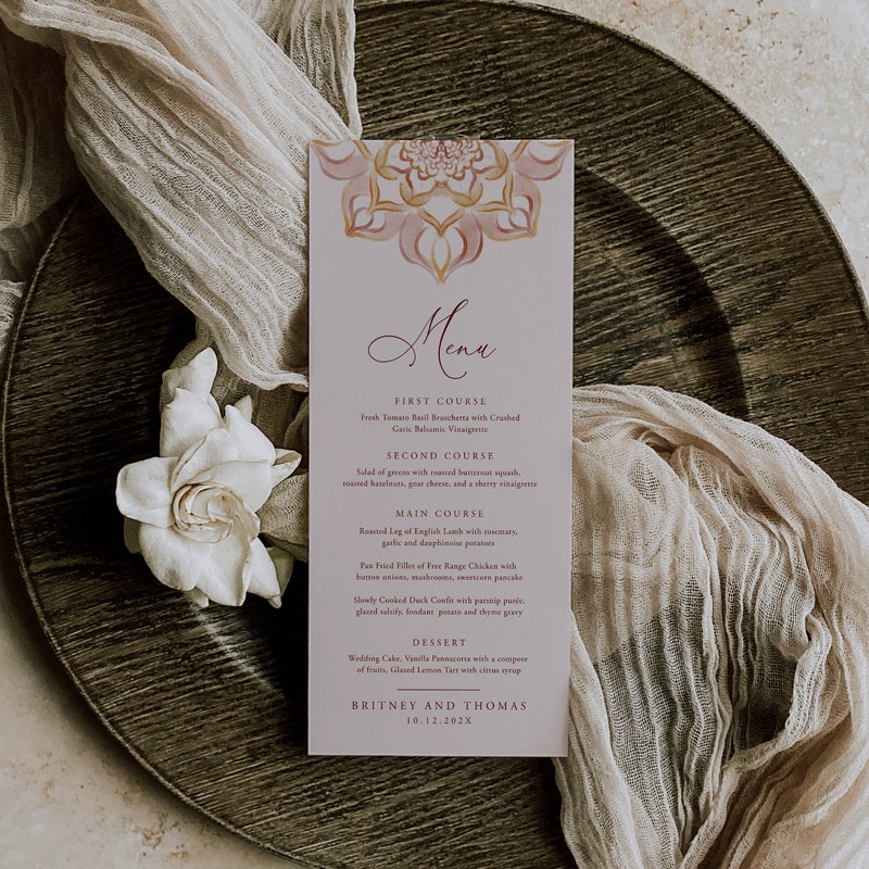 Mandala Menus - Etsy