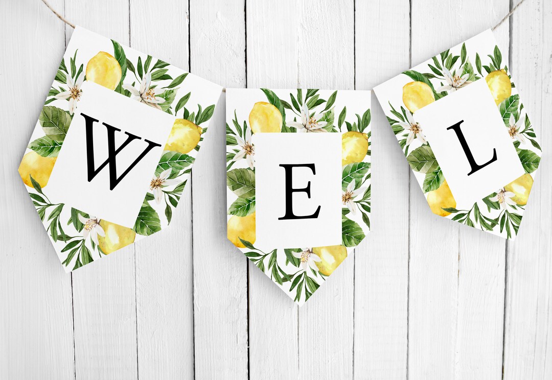 Lemon Banner Template, Lemon Bridal Shower, Birthday, Custom Banner ...