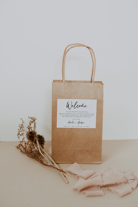 Modern Welcome Bag Label Template Wedding Welcome Bag Note | Etsy