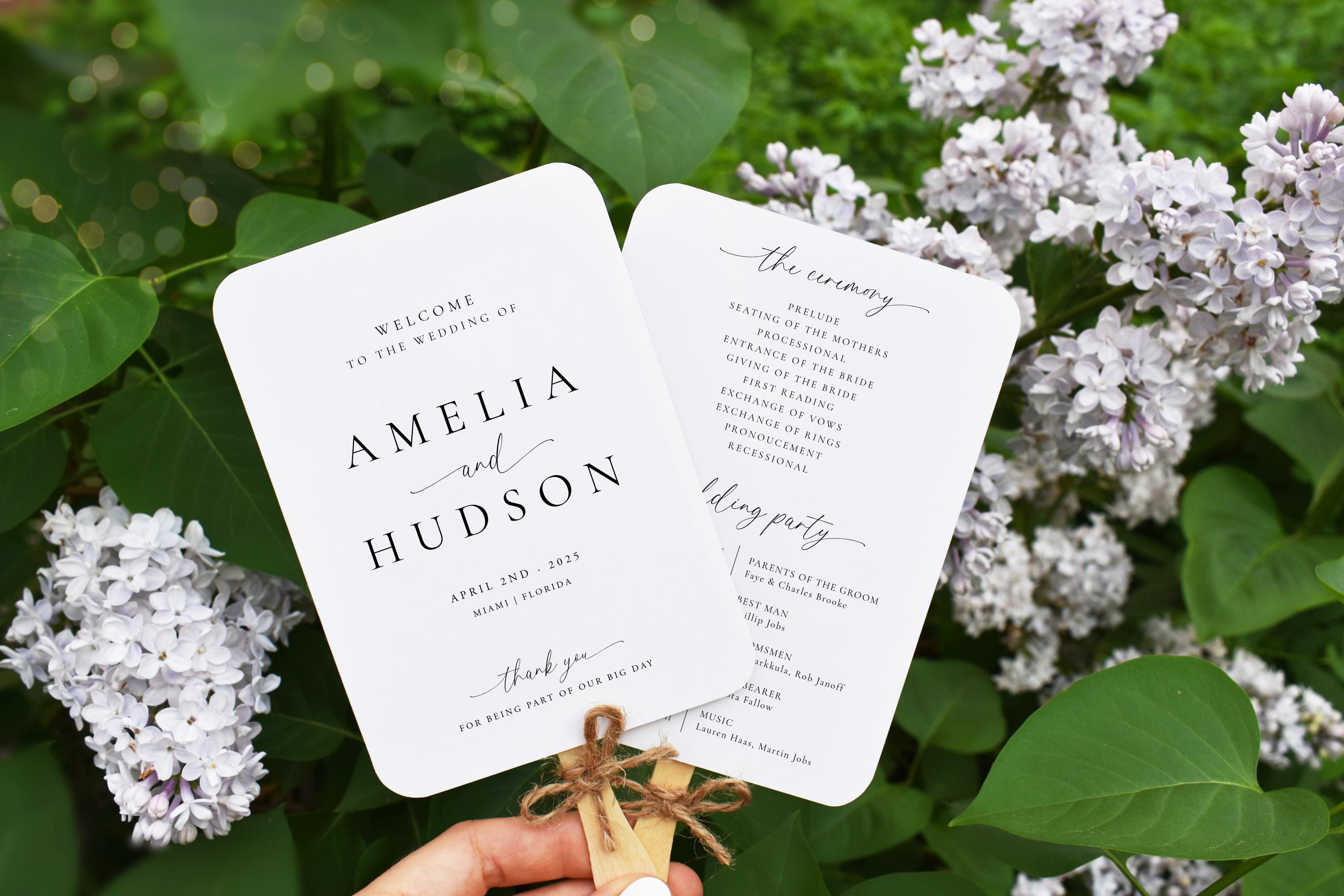Personalized Fan Wedding Template, Printable Ceremony Program Fan ...