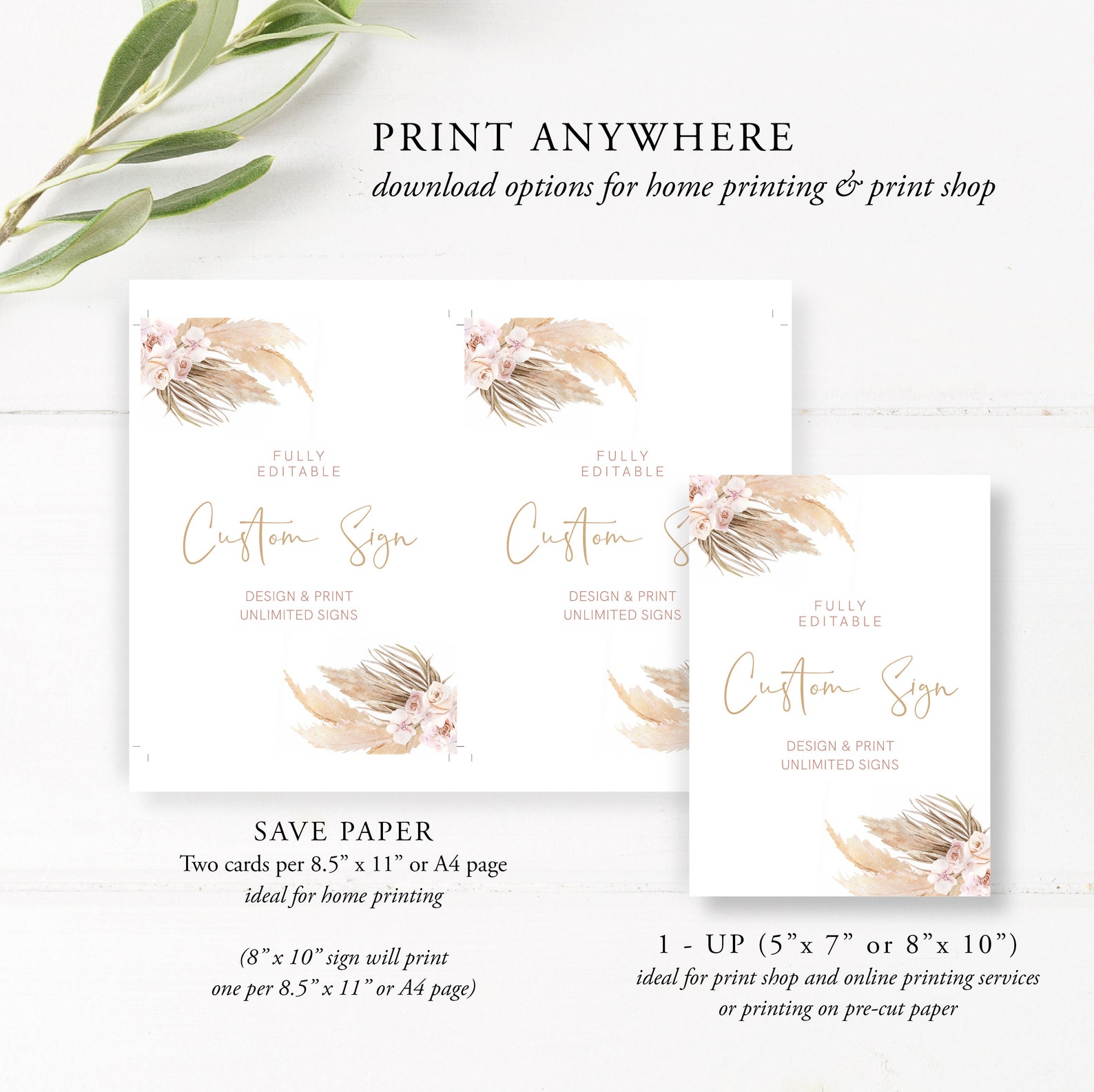 Pampas Grass Custom Sign Bohemian Wedding Baby Shower Sign - Etsy