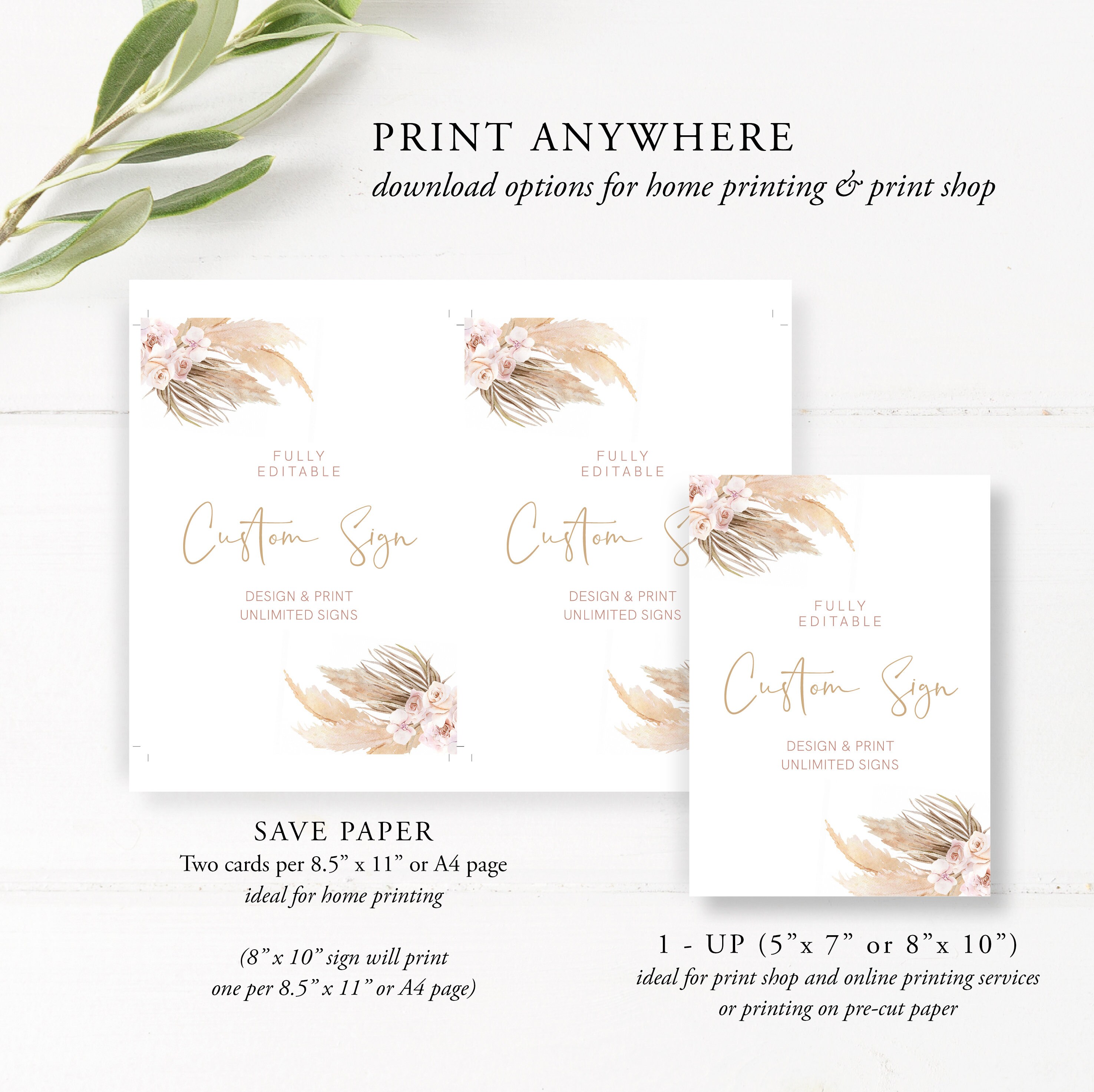 Pampas Grass Custom Sign Bohemian Wedding Baby Shower Sign - Etsy