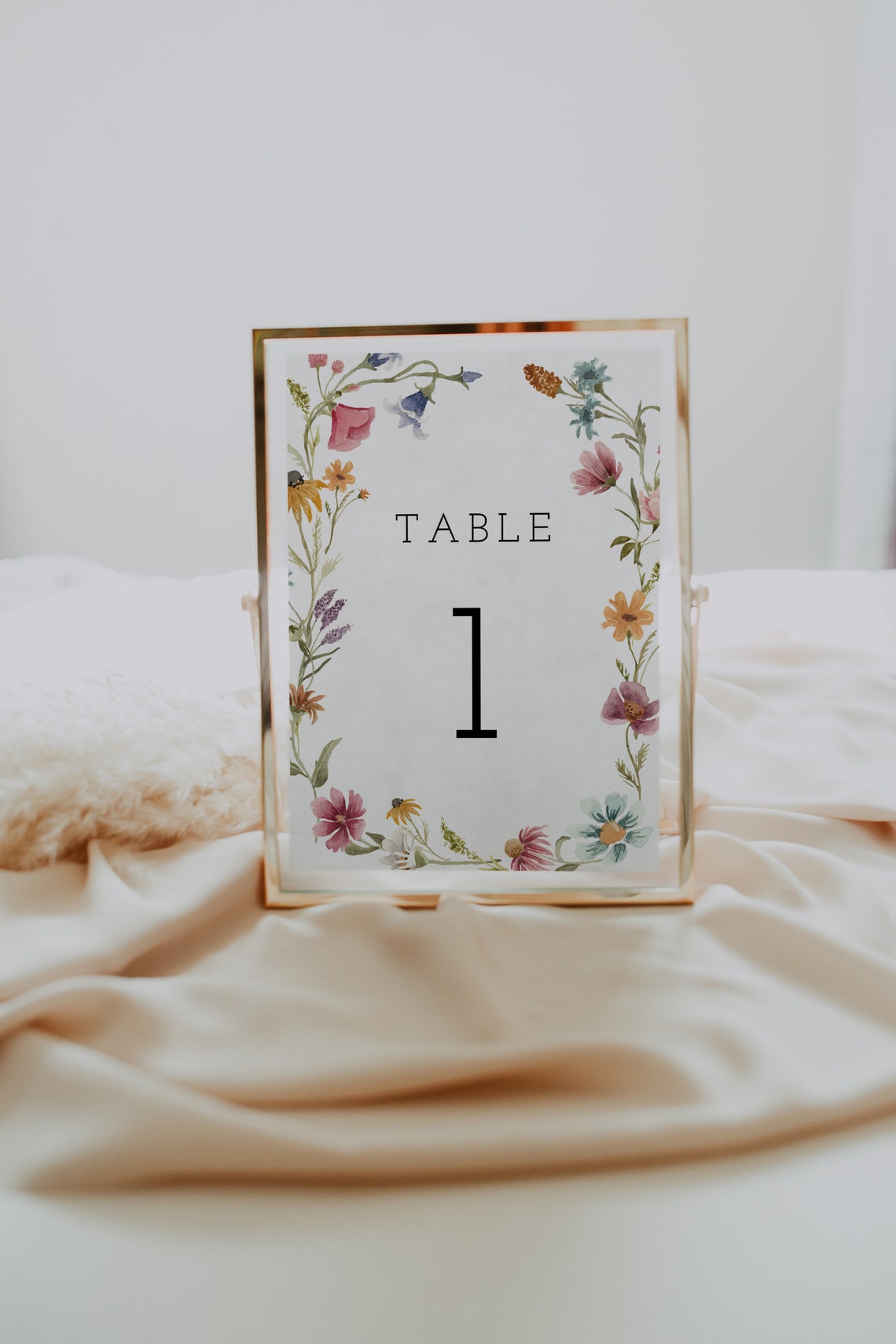 Wildflower Table Number Card Template Boho Table Number - Etsy