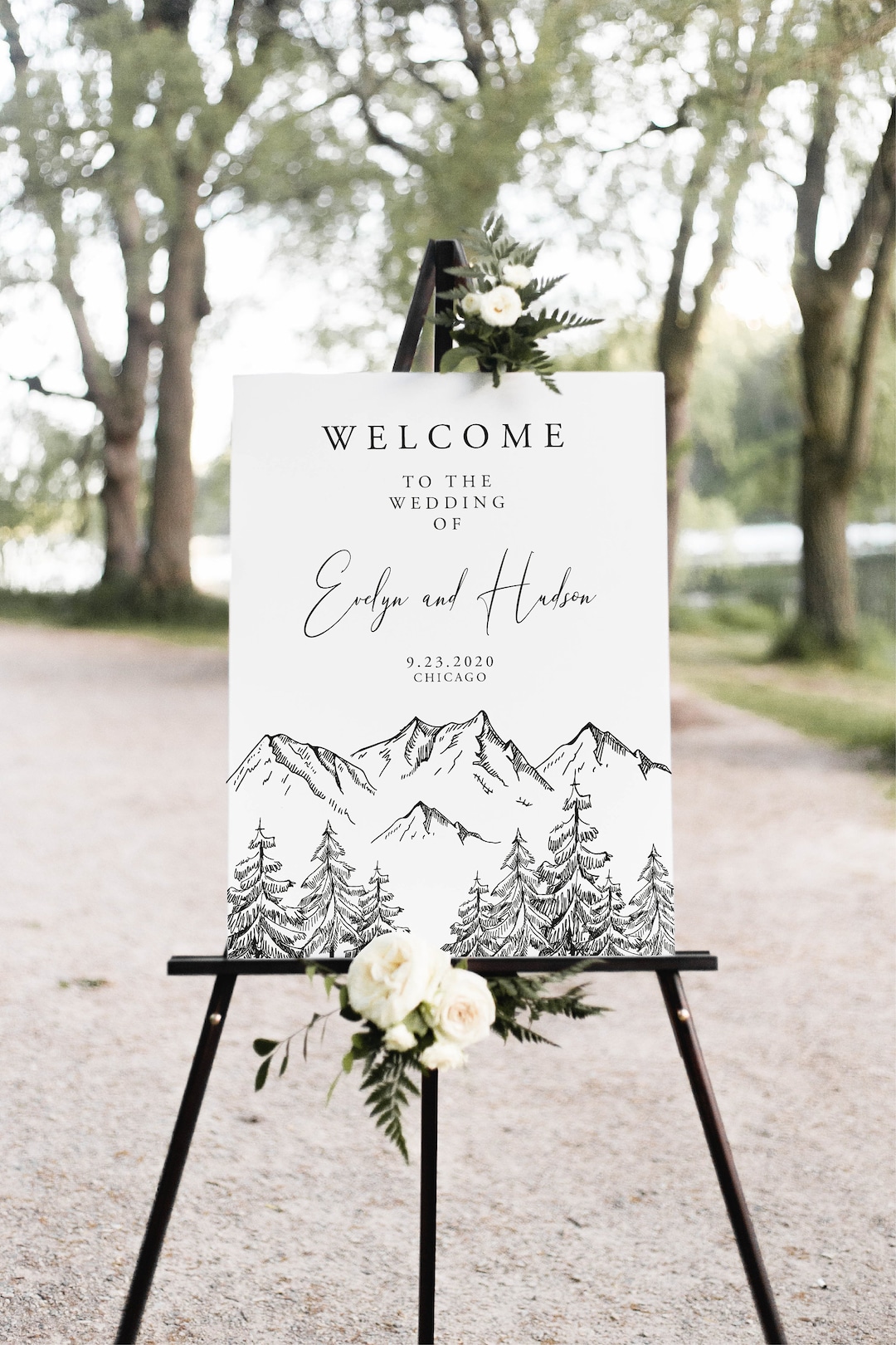 Mountain Welcome Sign, Woodland, Printable Wedding Rustic Pine, Bridal ...