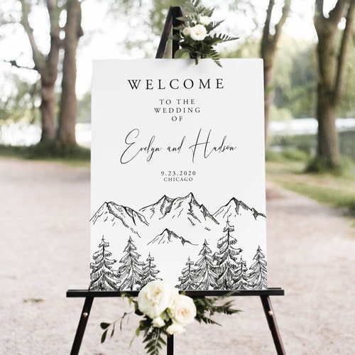 Mountain Welcome Sign Woodland Printable Wedding Rustic - Etsy
