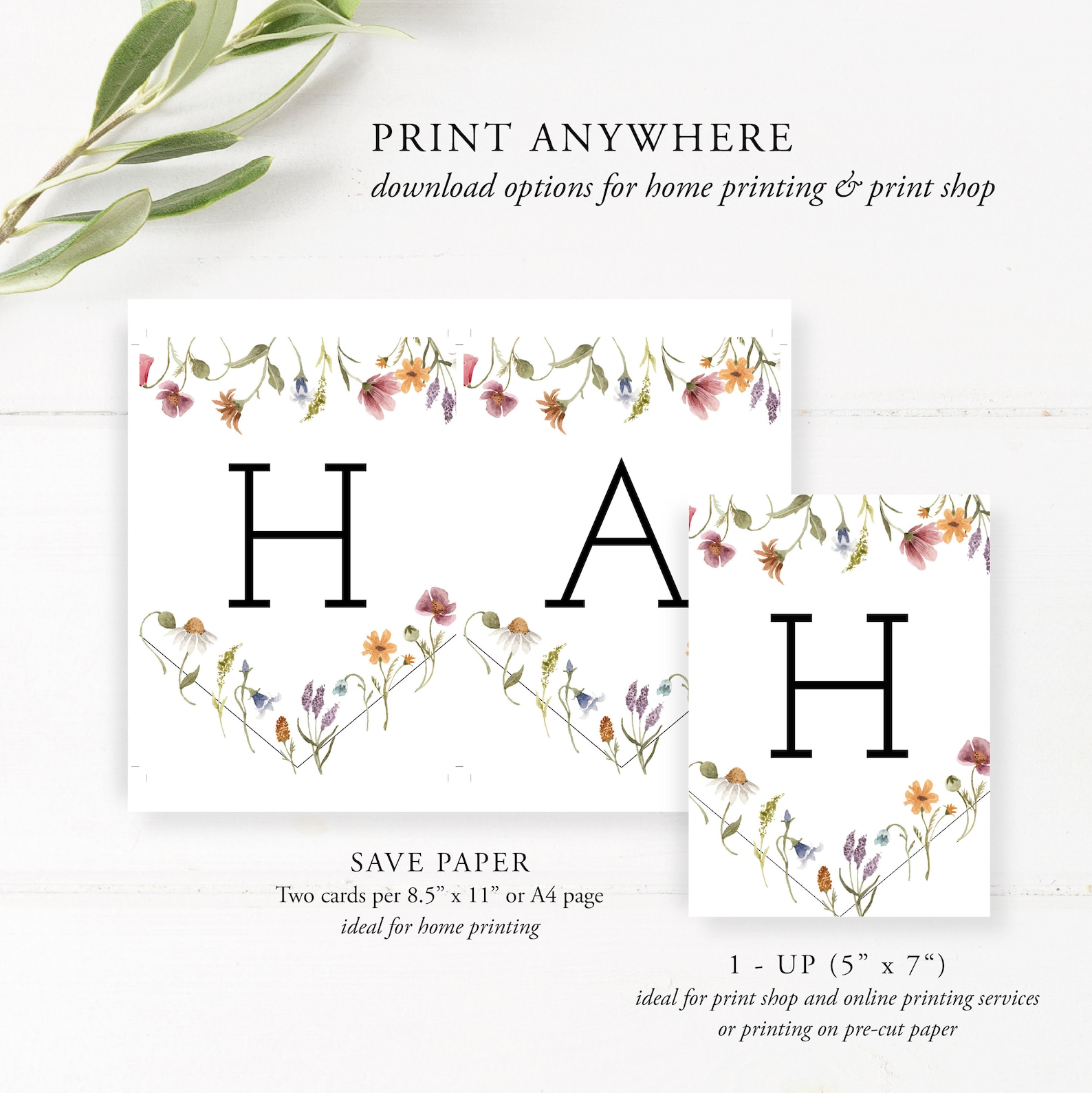 Wildflower Banner Template, Blue Wildflower Birthday, Custom Banner ...