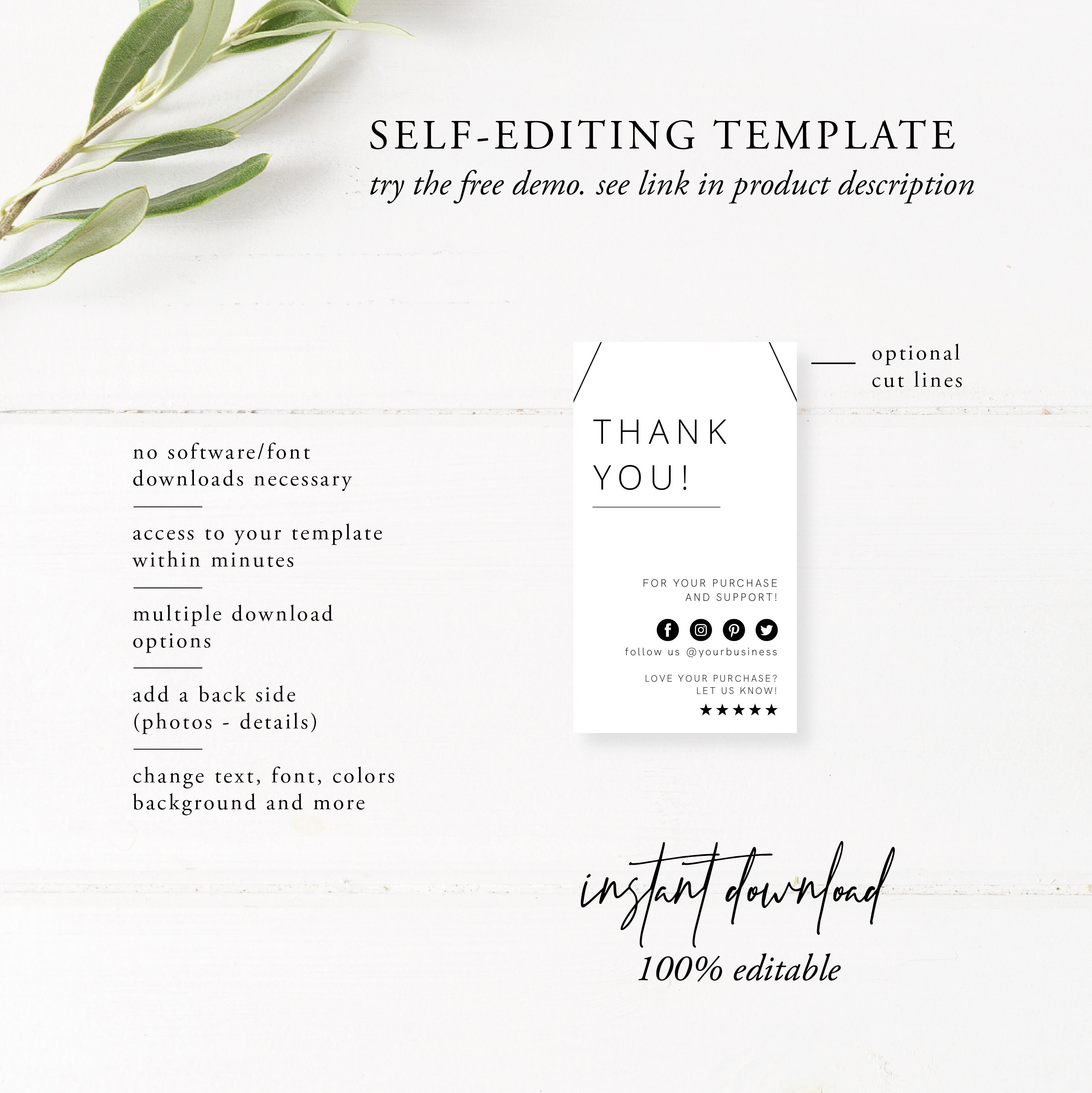 Minimalist Small Business Tag, Business Tag, Product Tag, Printable ...