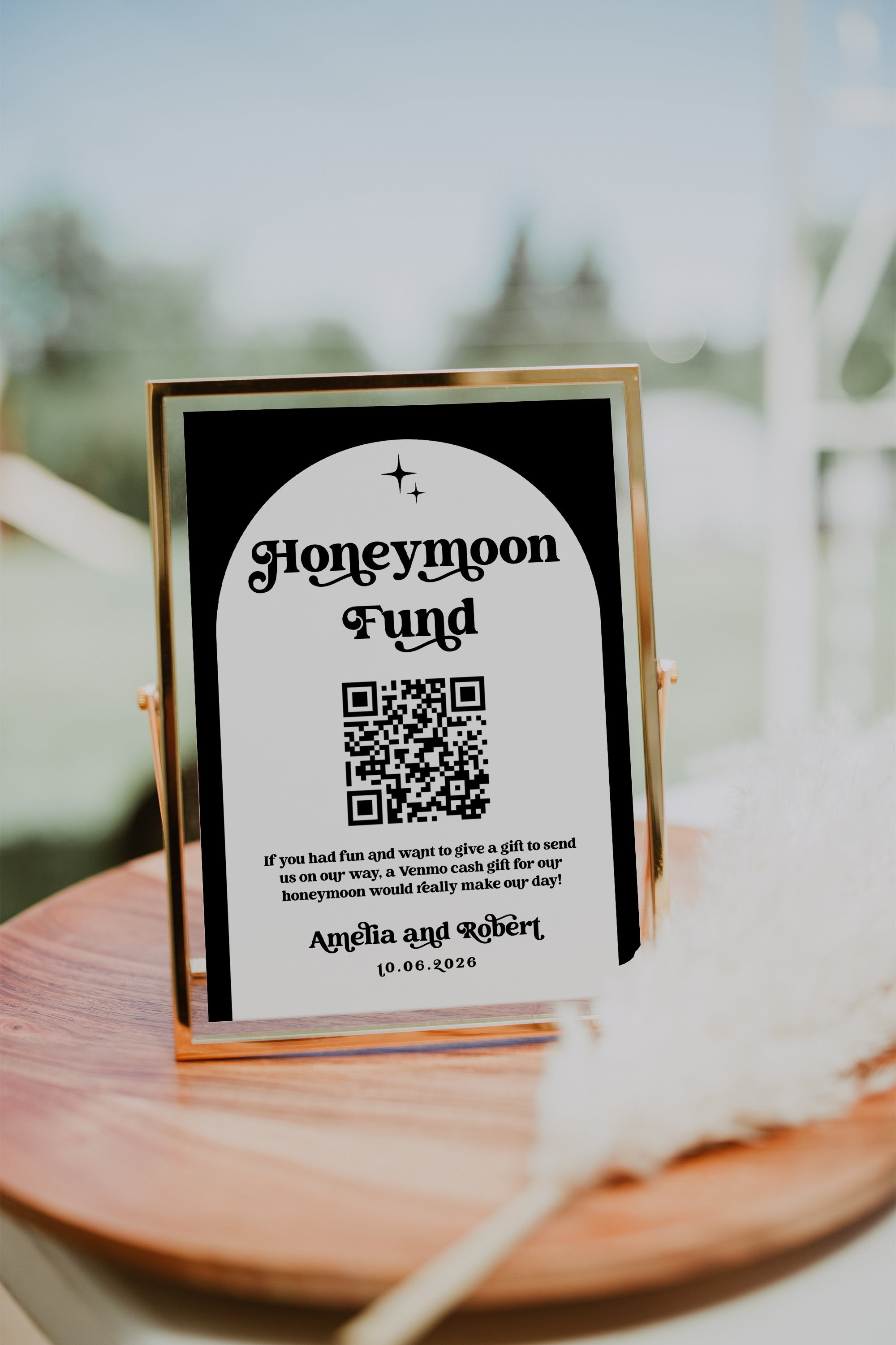Retro Honeymoon Fund QR Code, Retro Wedding Honeymoon Fund, Editable ...