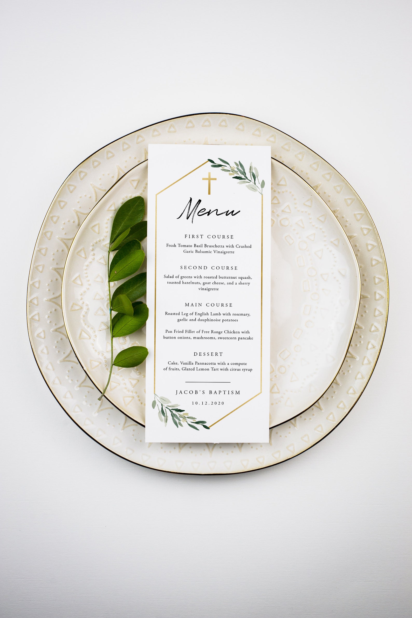Greenery Baptism Menu Template, Editable Baptism Menu, Printable Menu ...