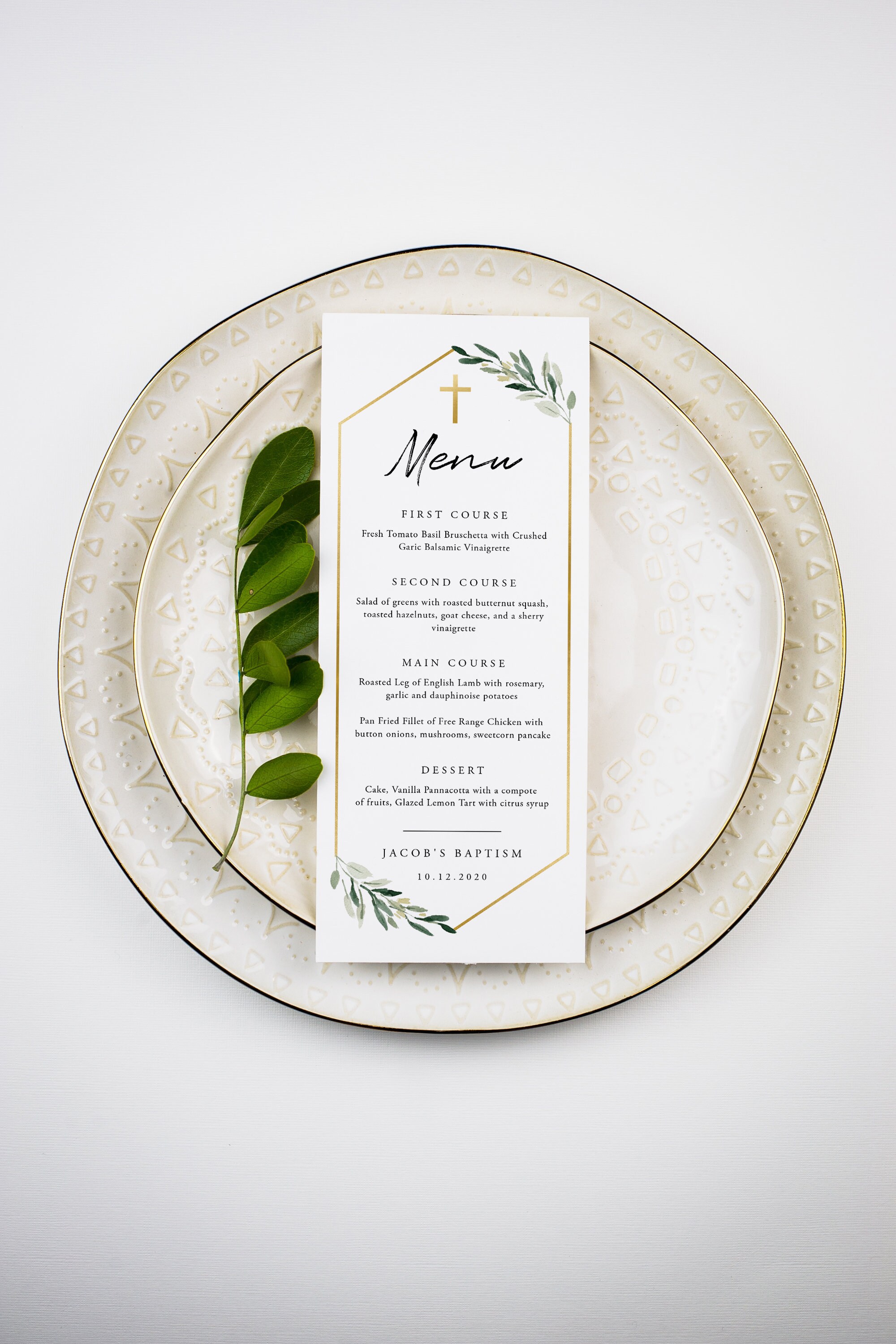 Greenery Baptism Menu Template Editable Baptism Menu | Etsy