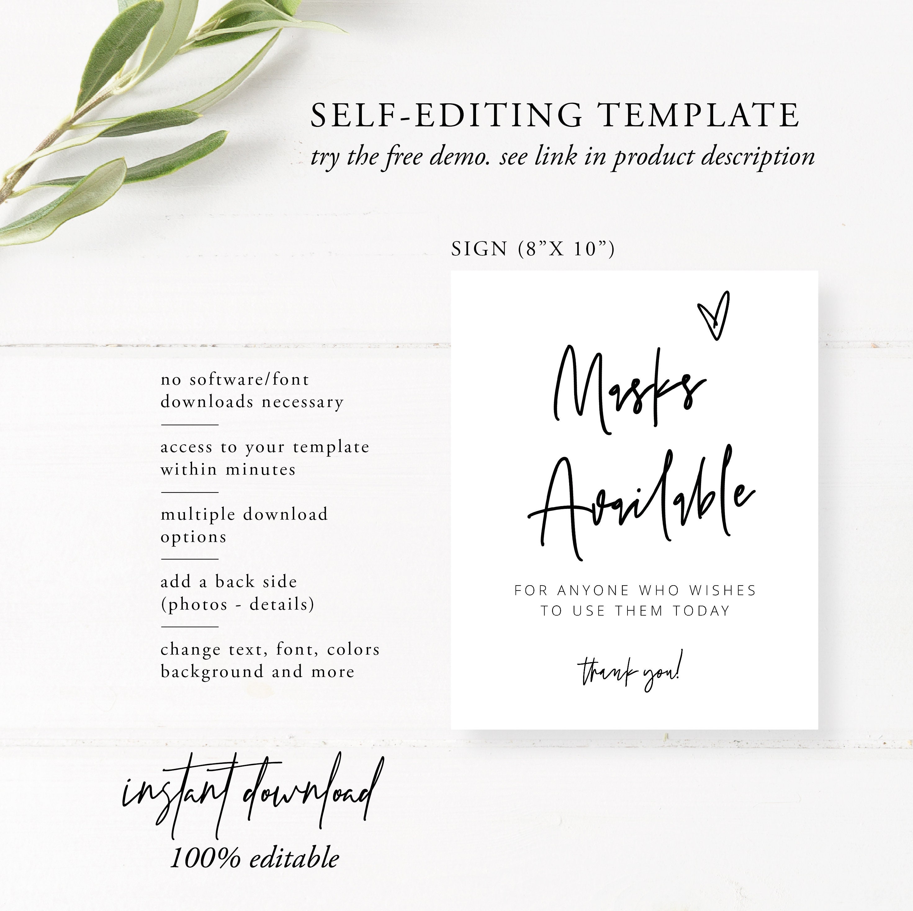 Modern Masks Available Sign Template Social Distance Masks - Etsy