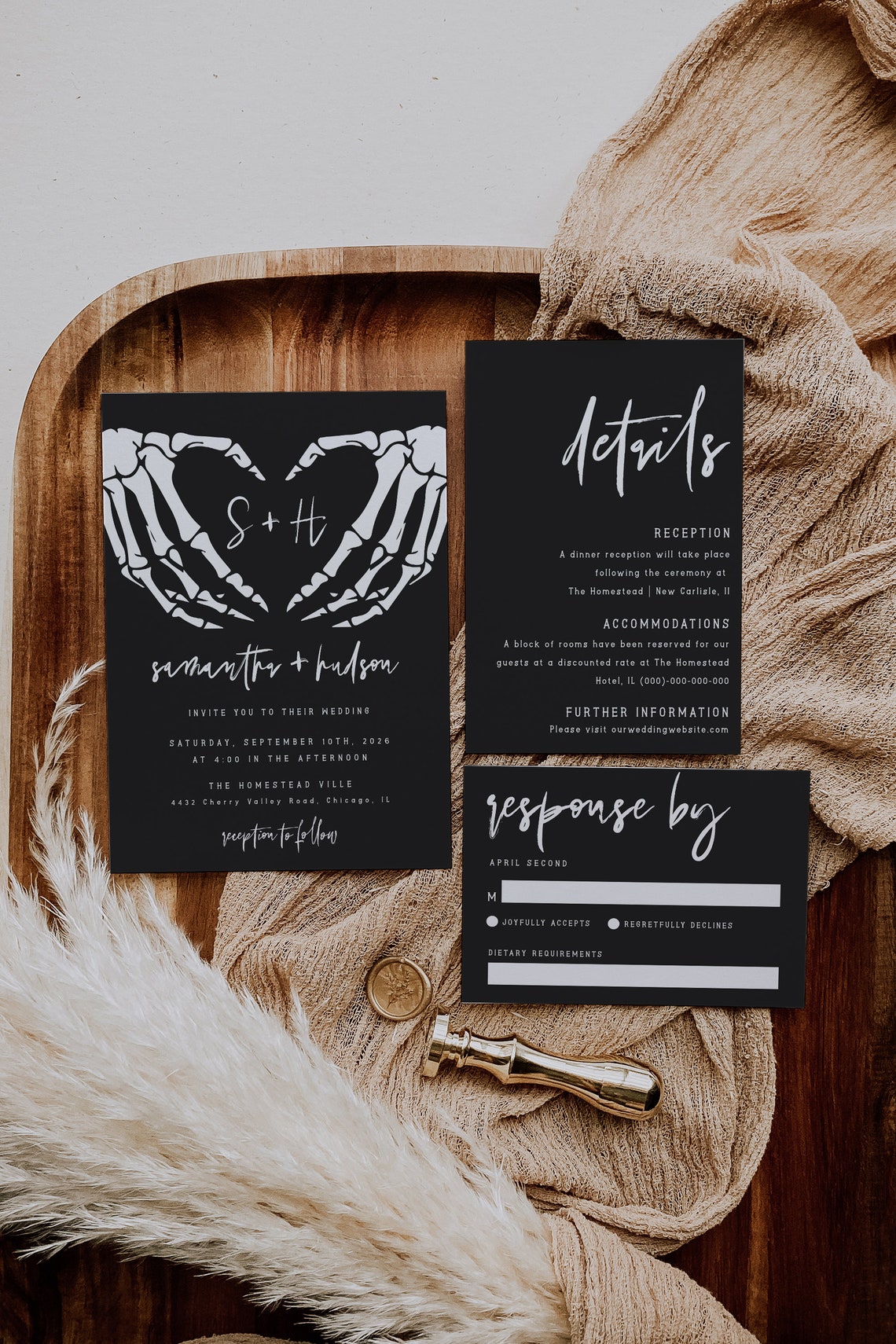 Skeleton Wedding Invitation Set Template Til Death Wedding | Etsy