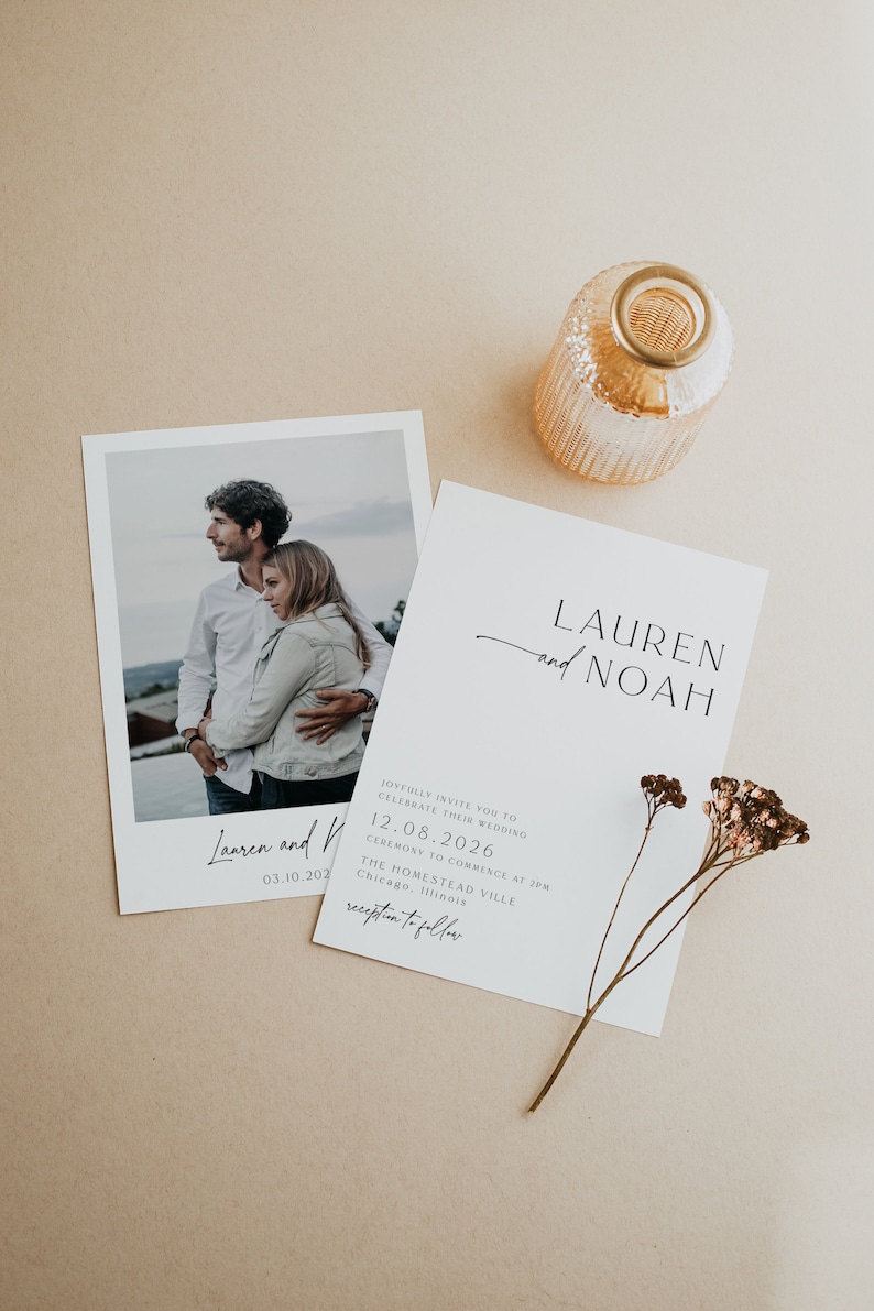 Wedding Invitation With QR Code RSVP Minimalist Wedding - Etsy