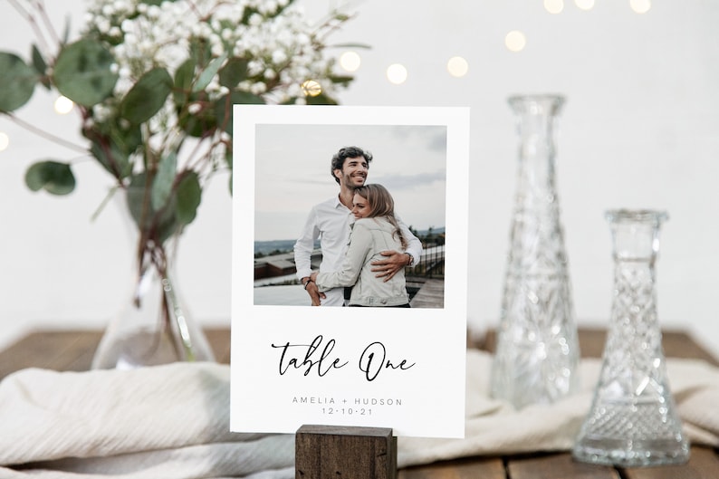 Photo Table Number Card Template Minimalist Simple Clean - Etsy