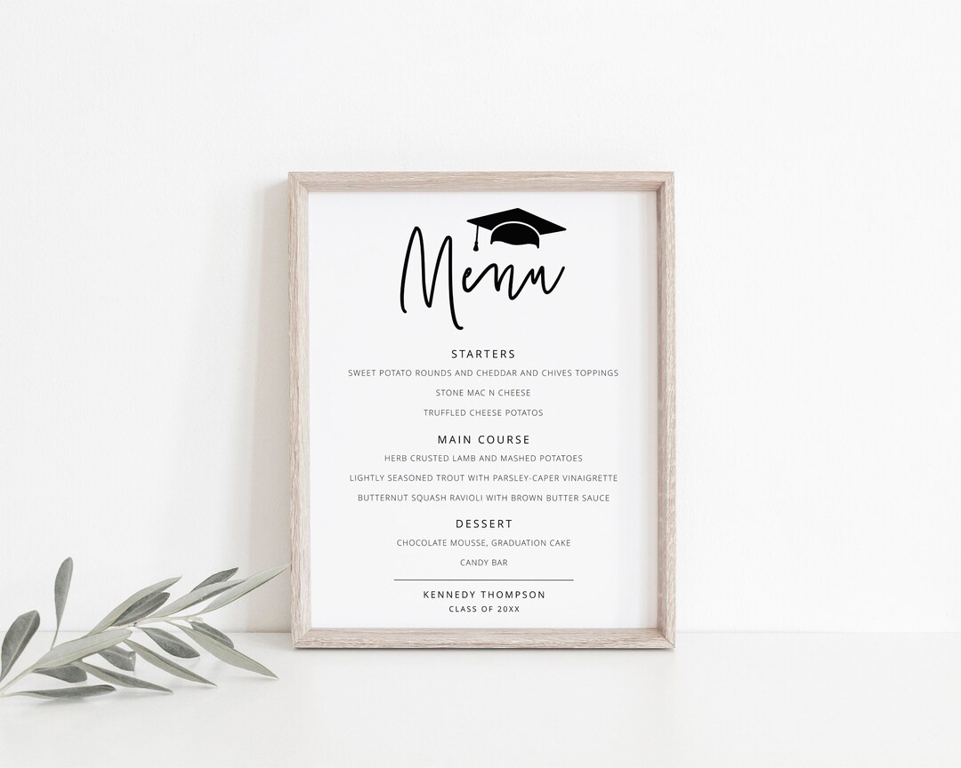 Modern Graduation Menu Template, Minimalist Menu Graduation Sign ...