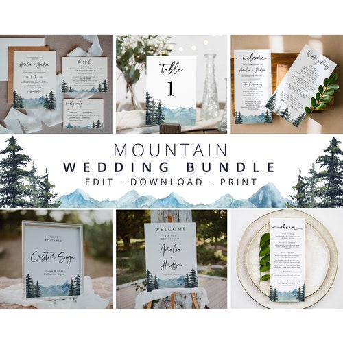 Mountain Wedding Bundle Wedding Essential Template Mountain - Etsy