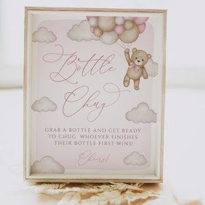 Bottle Chug Baby Shower Game, Bear Balloons Baby Shower, Baby Sign ...