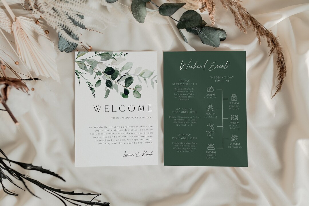 Greenery Wedding Timeline, Weekend Event Schedule (digital Download) - Etsy