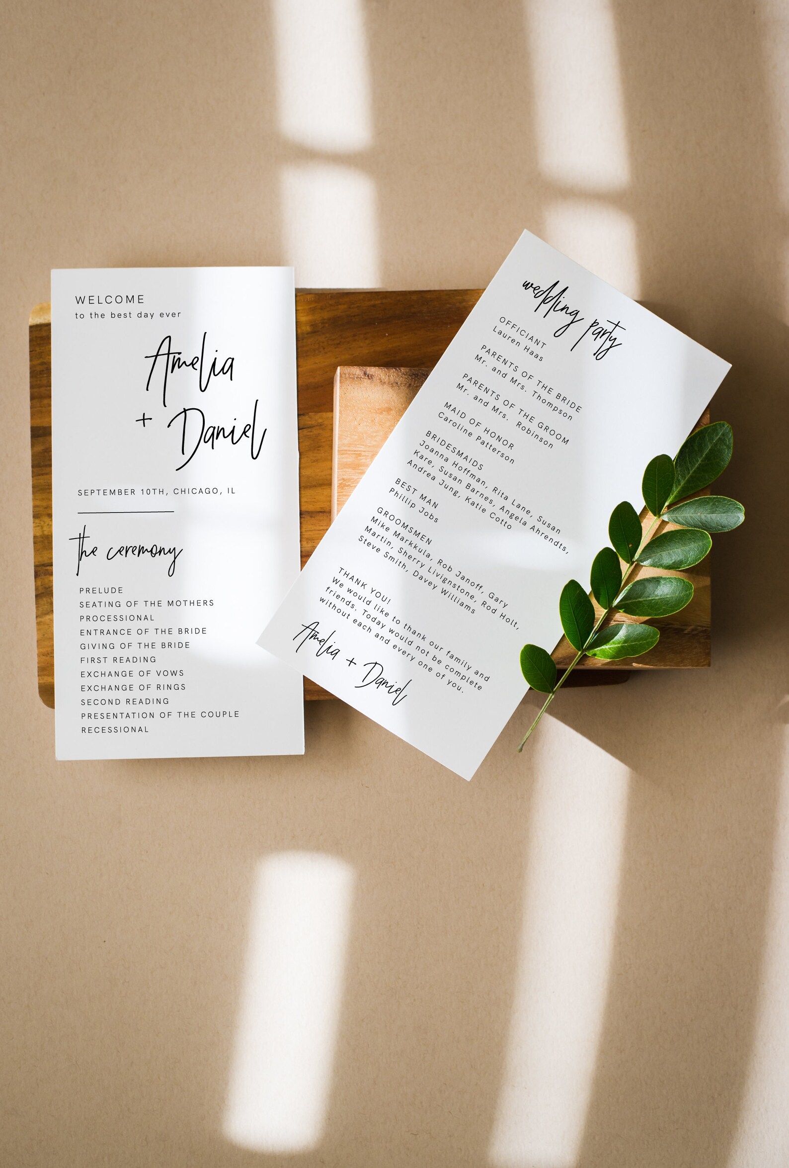 Minimalist Wedding Program Template Modern Wedding Program - Etsy