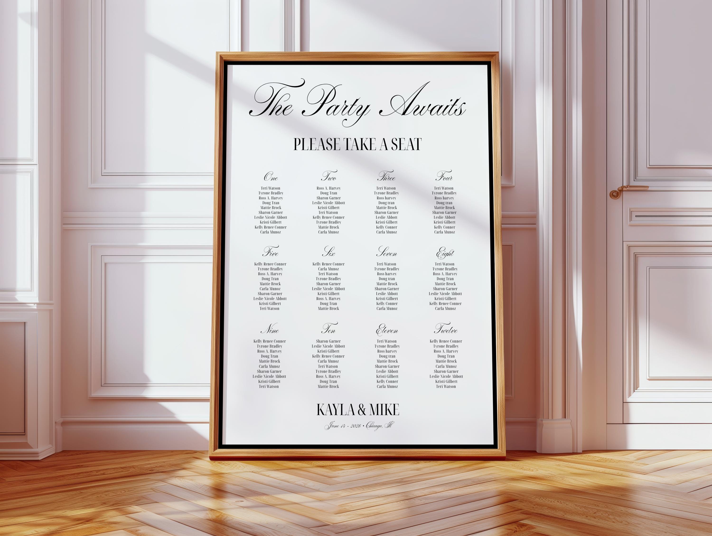 Editable Seating Chart, Modern Minimal Classic Elegant Wedding Signage ...