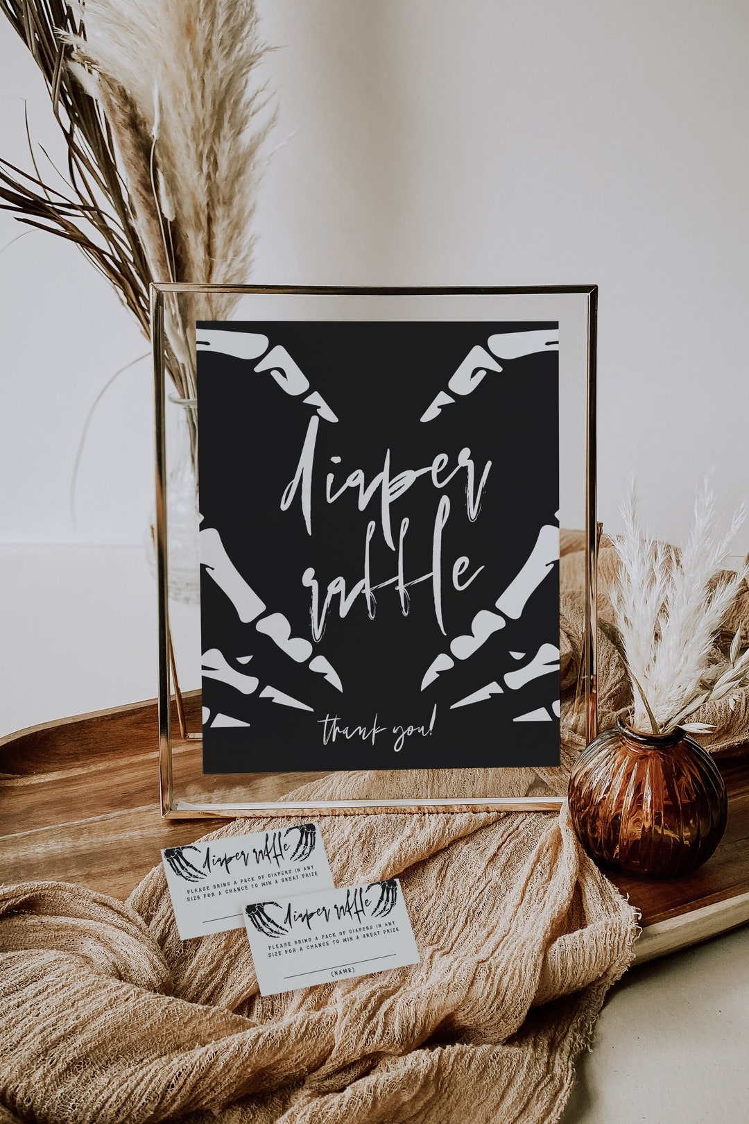 Halloween Diaper Raffle Sign and Raffle Tickets, Diaper Raffle,skeleton ...