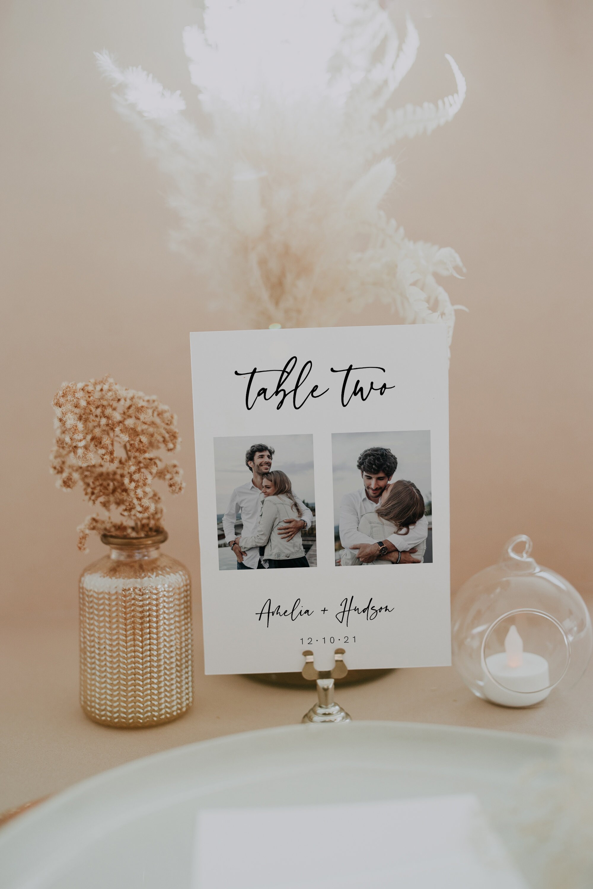 Photo Table Number Card Template Minimalist Simple Clean - Etsy