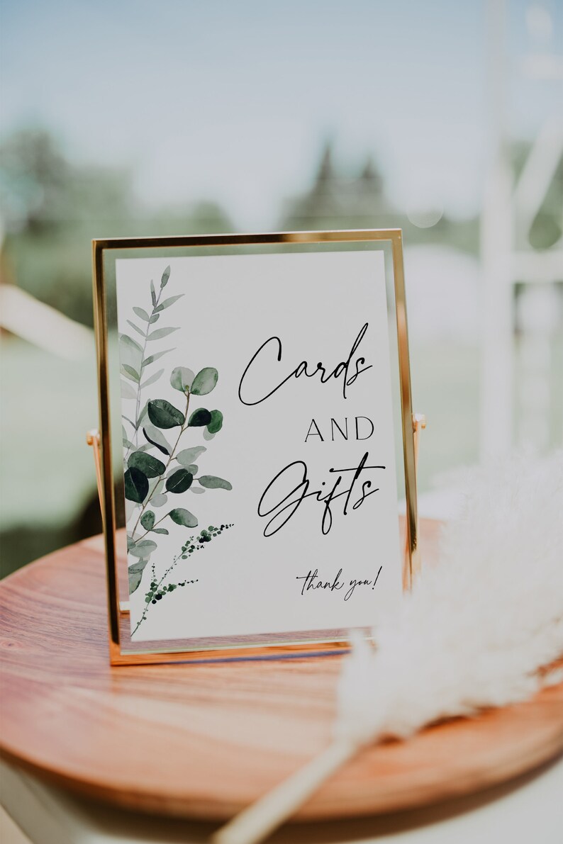 Greenery Cards and Gifts Sign Printable Botanical Wedding - Etsy