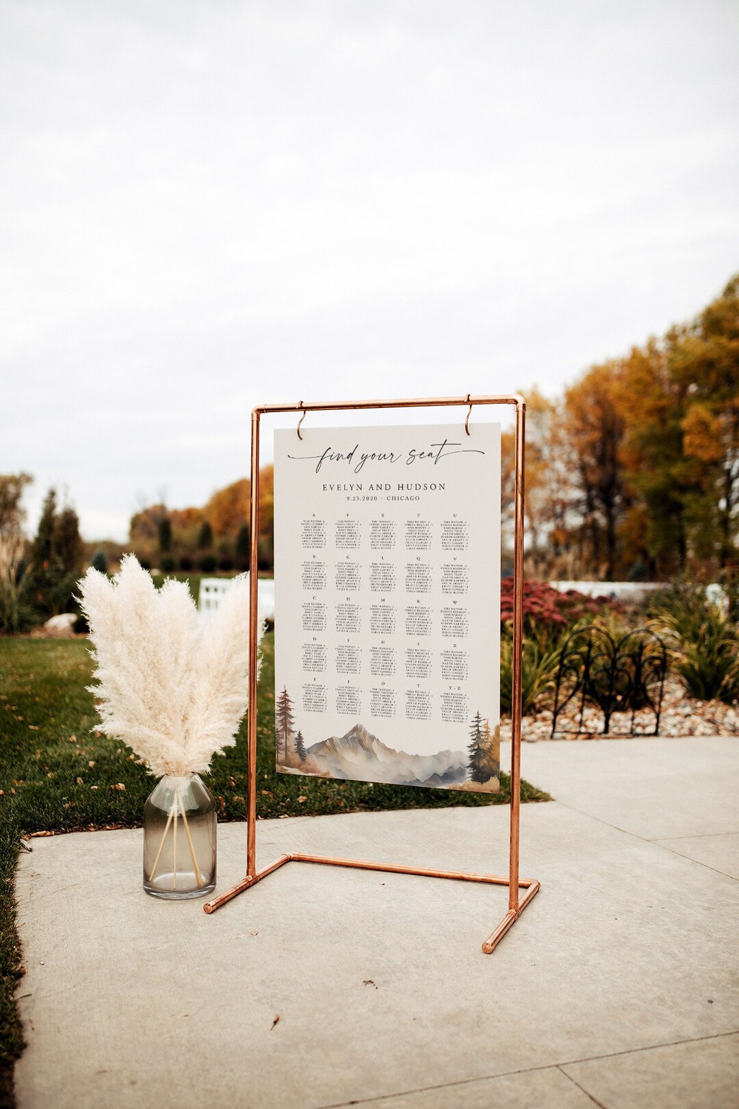 Mountain Wedding Seating Chart Template, Printable Woodland Forest Pine ...