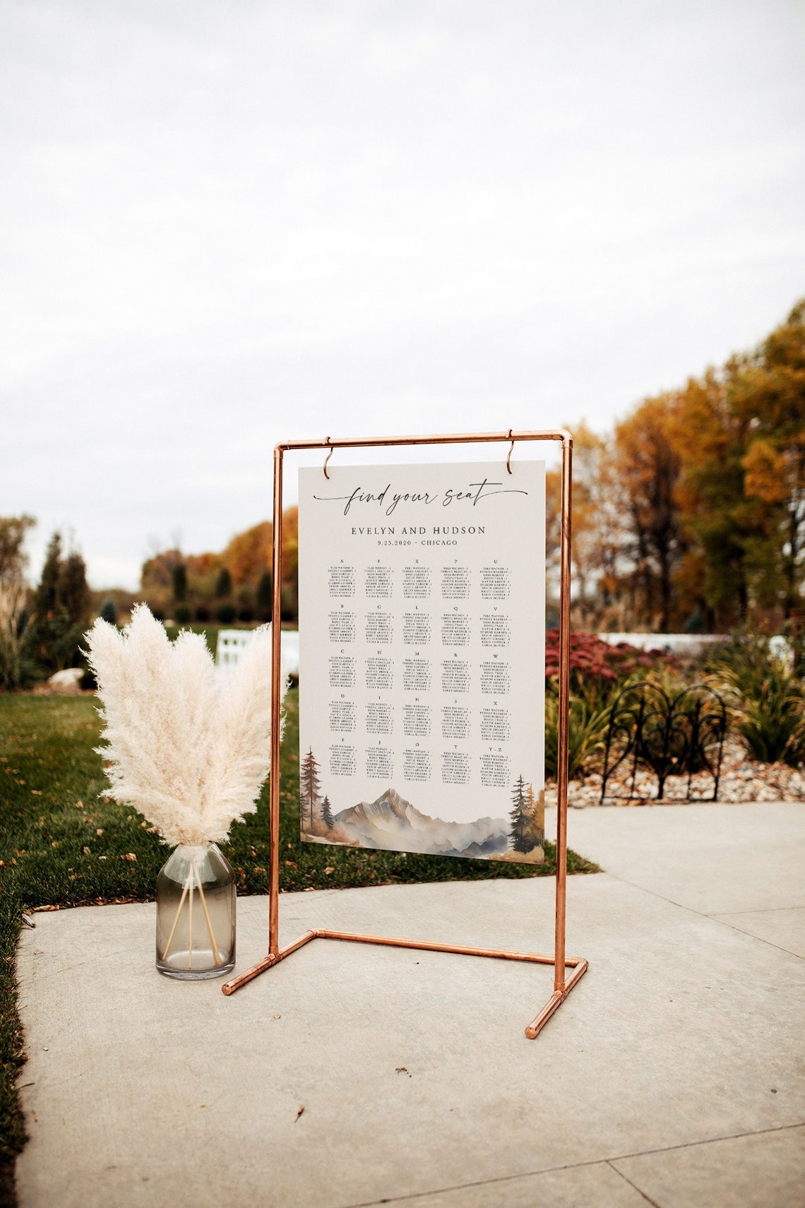 Mountain Wedding Seating Chart Template, Printable Woodland Forest Pine ...