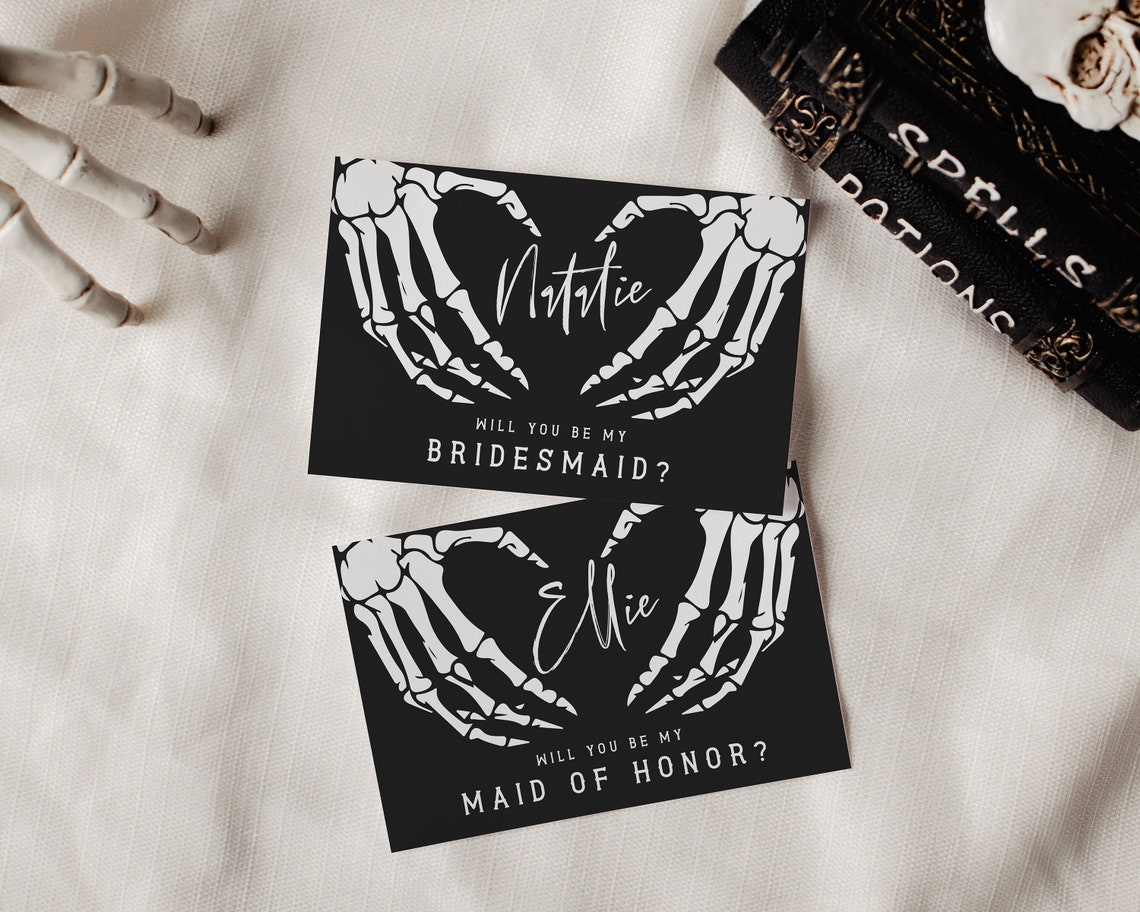 Halloween Bridesmaid Proposal Card Template, Gothic Will You Be My ...