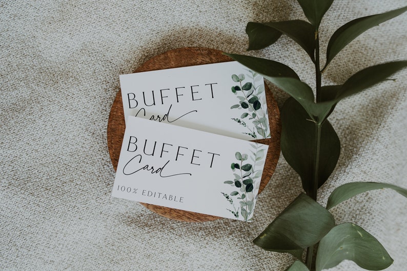 Greenery Buffet Card Template, Food Labels Cards, Greenery Baby Shower ...