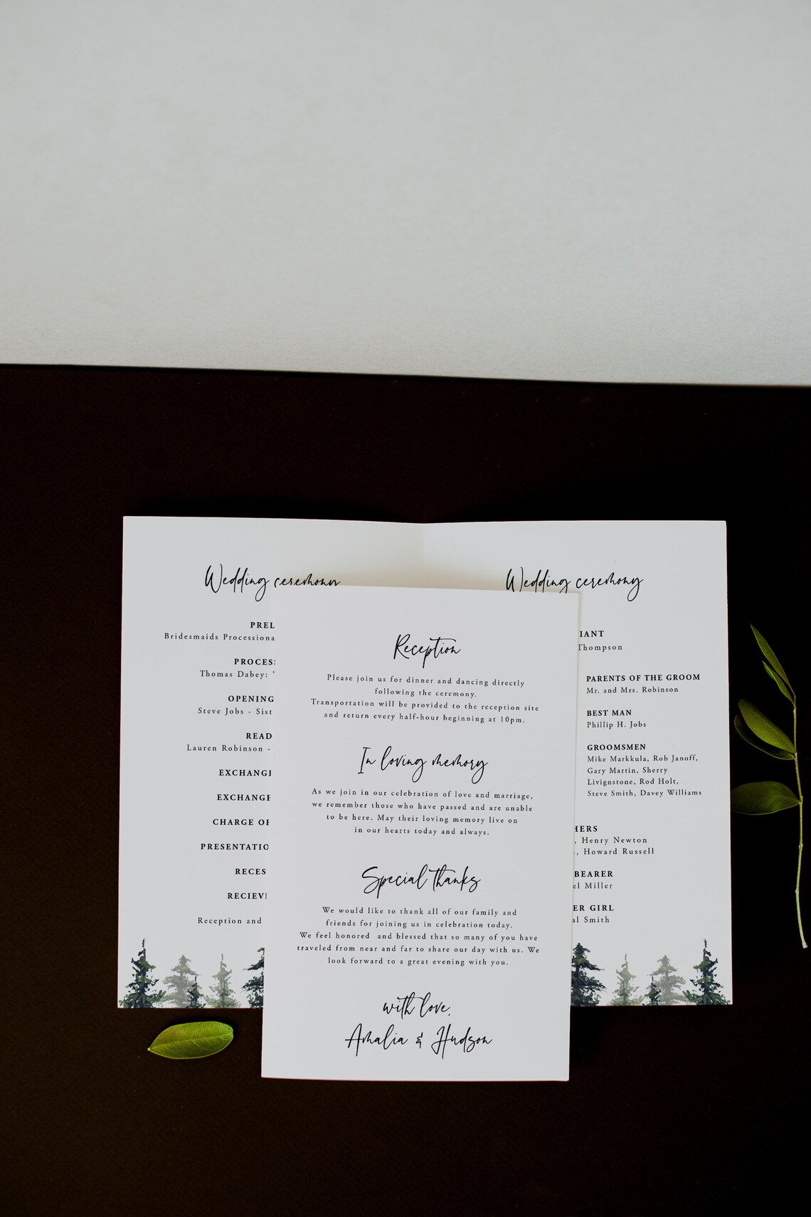 Pine Wedding Program Template Foldable Mountain Wedding - Etsy