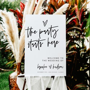 The Party Starts Here Sign, Printable Wedding Welcome Sign Download ...