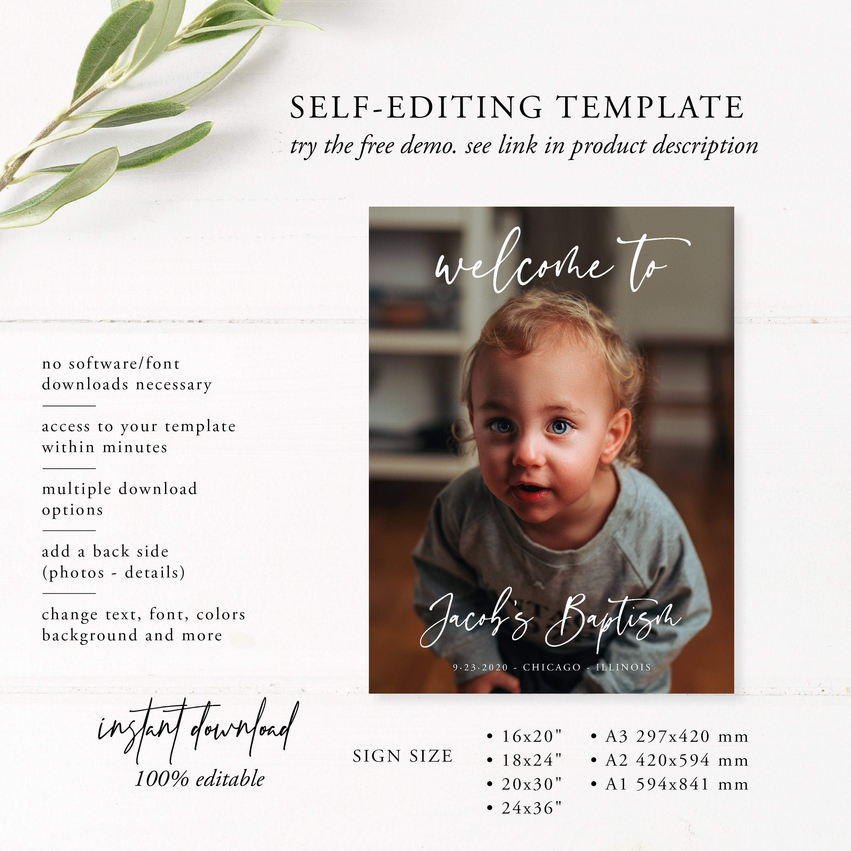 Baptism Welcome Sign Template Photo Baptism Welcome Sign - Etsy