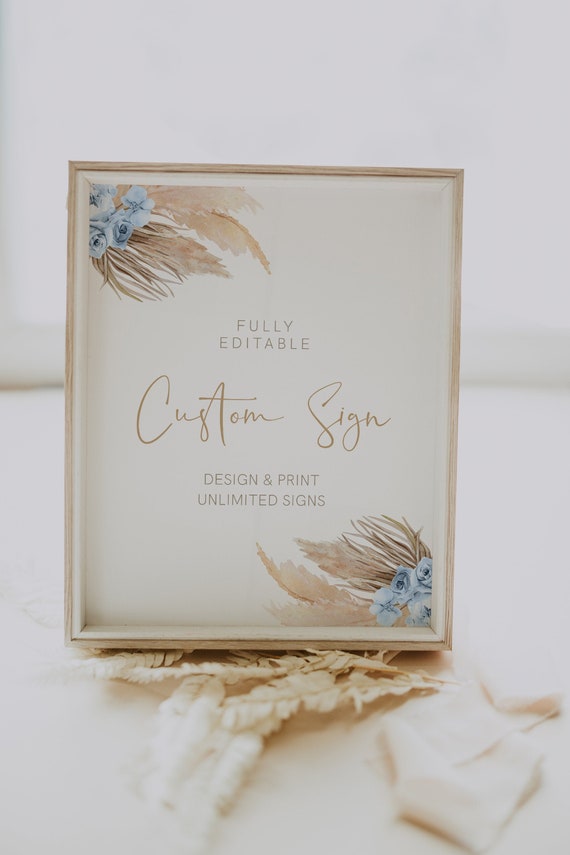 Pampas Grass Custom Sign Bohemian Wedding Baby Shower Sign | Etsy