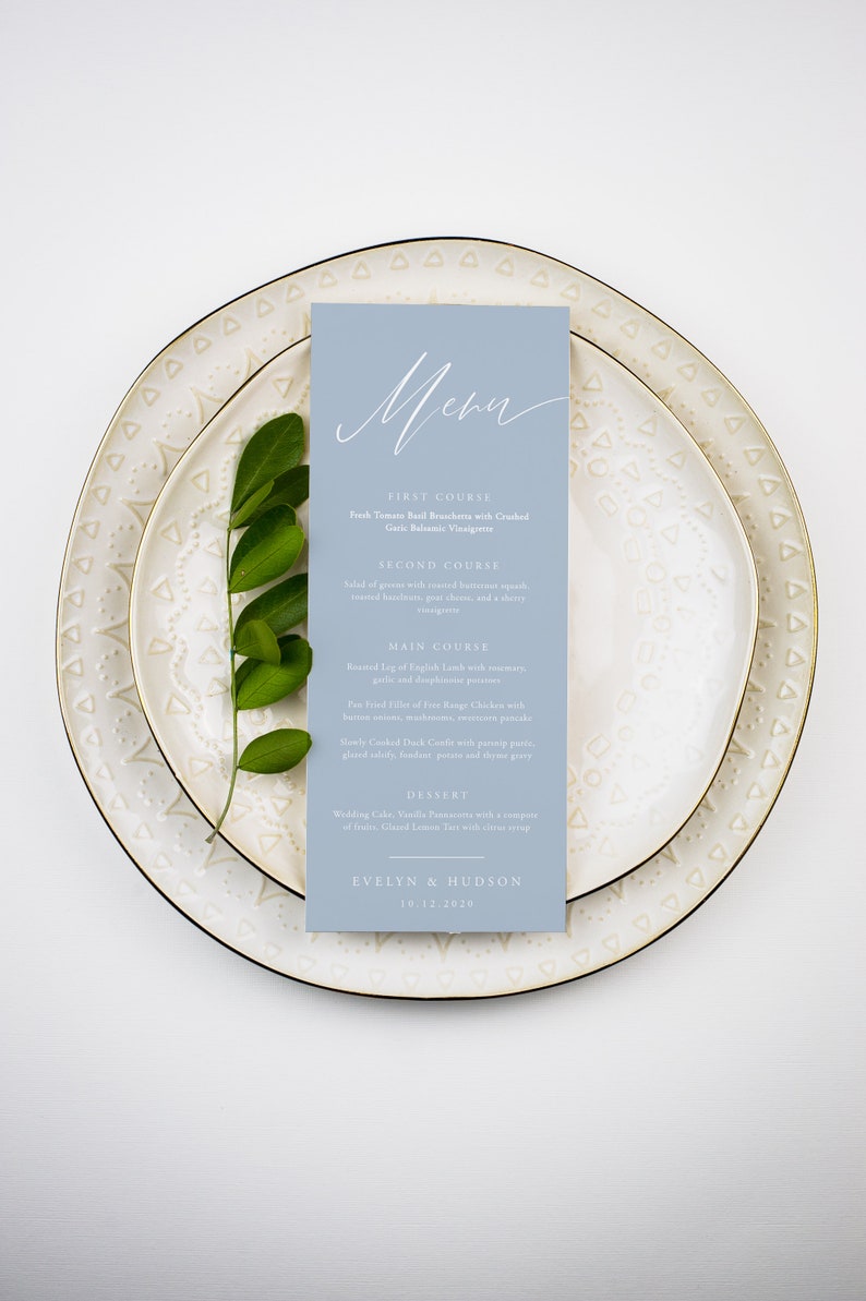Dusty Blue Menu Template Blue Menu Modern Menu Printable - Etsy