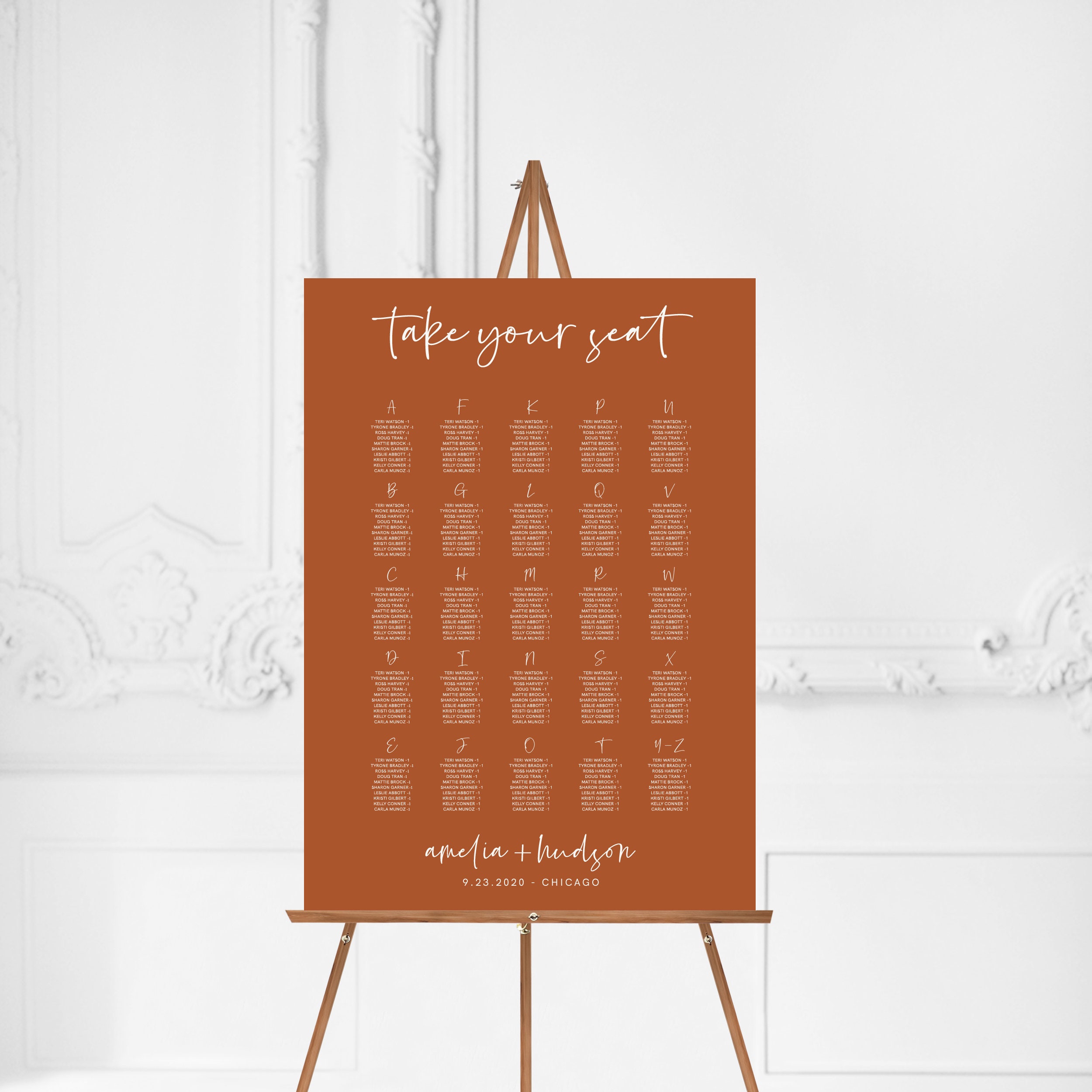 Boho Seating Chart Template, Printable Wedding Seating Sign, Terracotta ...