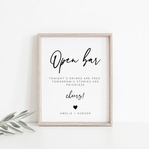 Printable Open Bar Sign, Funny Open Bar Sign,wedding Bar Sign, Modern ...