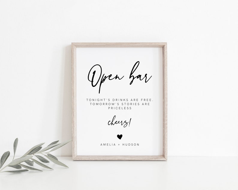 Printable Open Bar Sign, Funny Open Bar Sign,wedding Bar Sign, Modern ...