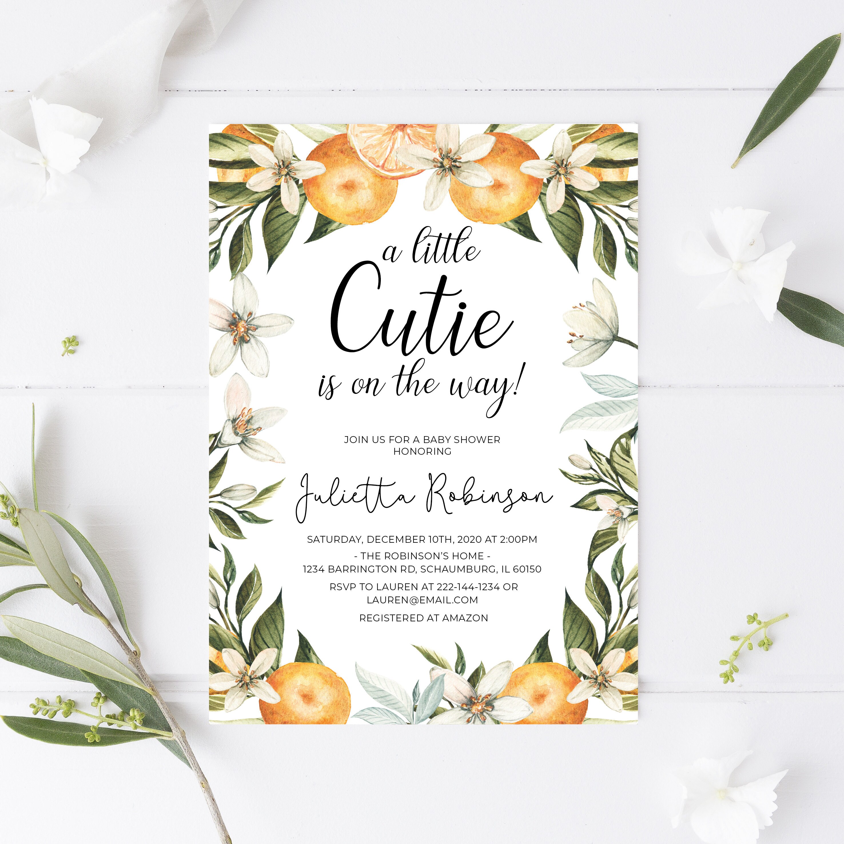 Citrus Baby Shower Invitation Set Template Baby Shower - Etsy