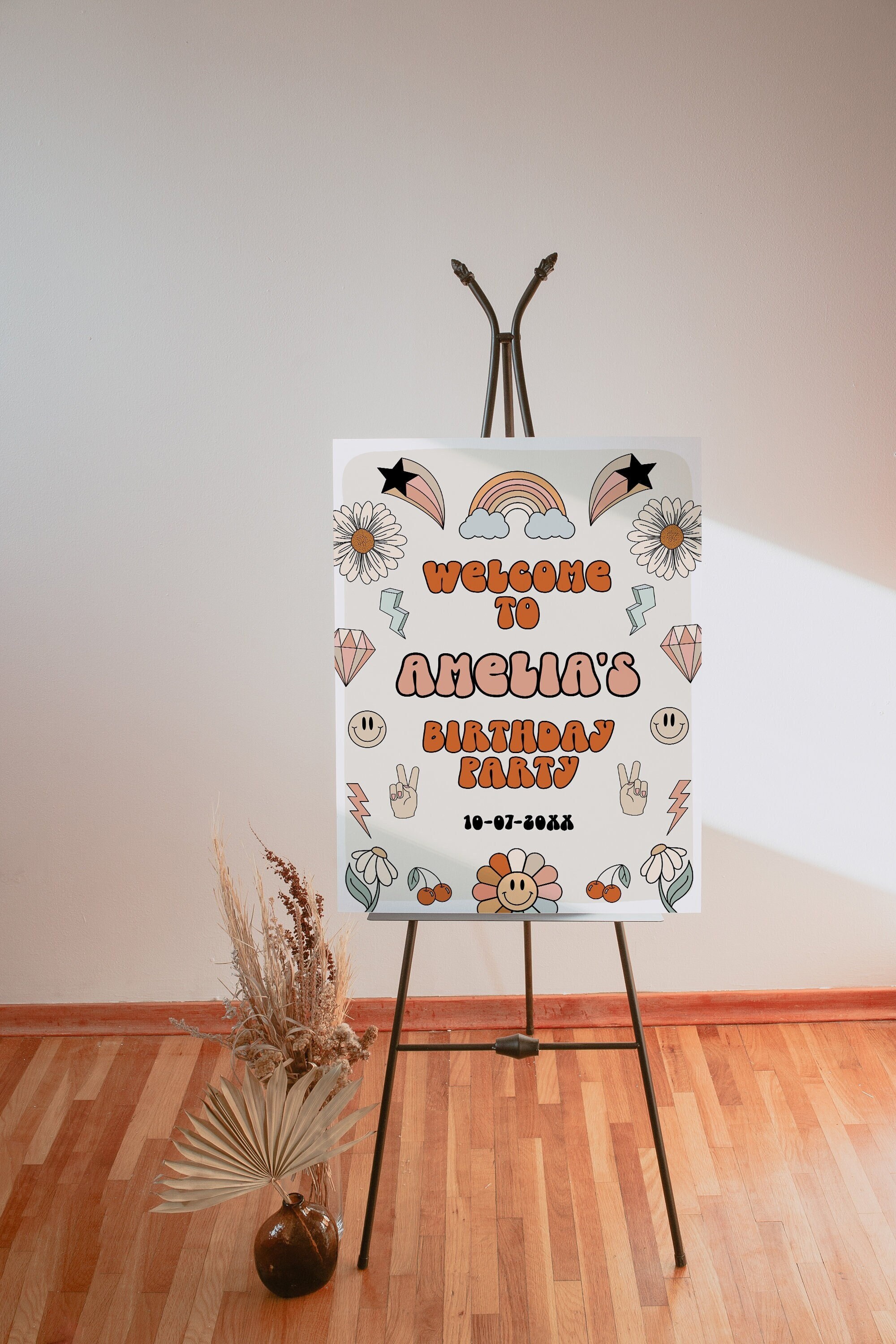 Groovy Birthday Party Welcome Sign Daisy Hippie 70's - Etsy