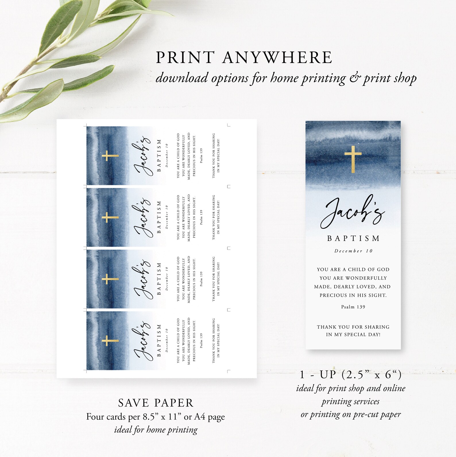 Baptism Bookmark Template Instant Download Editable Bookmark - Etsy