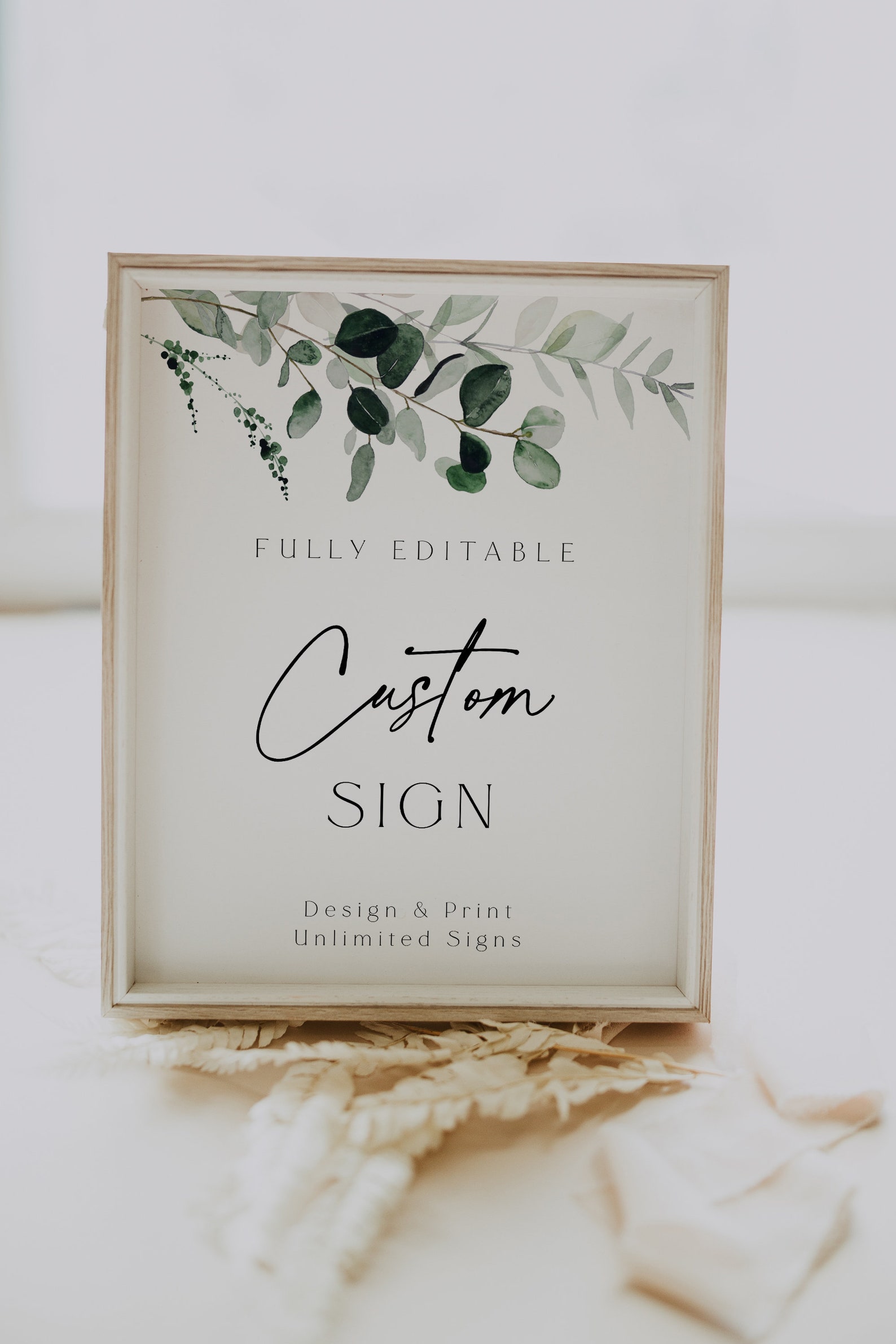 Greenery Custom Sign Template Greenery Baby Shower Table - Etsy