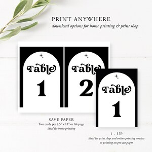 Retro Table Number Card Template, Retro Wedding Table Number, Editable ...
