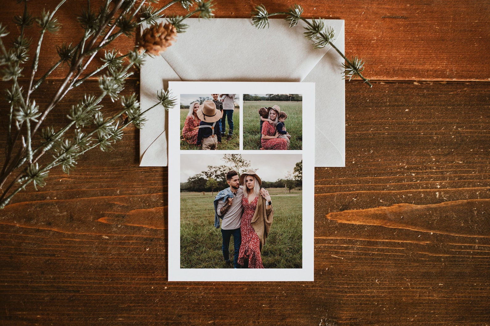 Merry Christmas Photo Card Portrait Christmas Card Minimal - Etsy